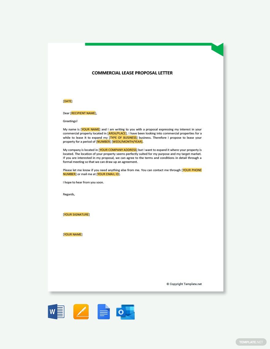 Commercial Lease Proposal Letter Template Google Docs Word Outlook 