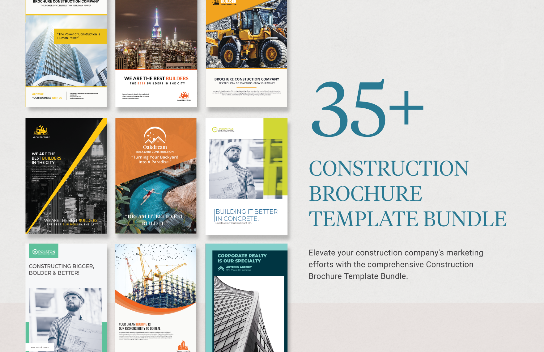 Editable Construction Brochure Templates In Illustrator To Download