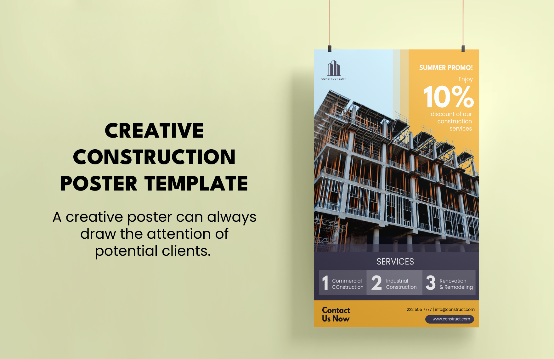 Creative Construction Poster Template Illustrator Word PSD PNG 