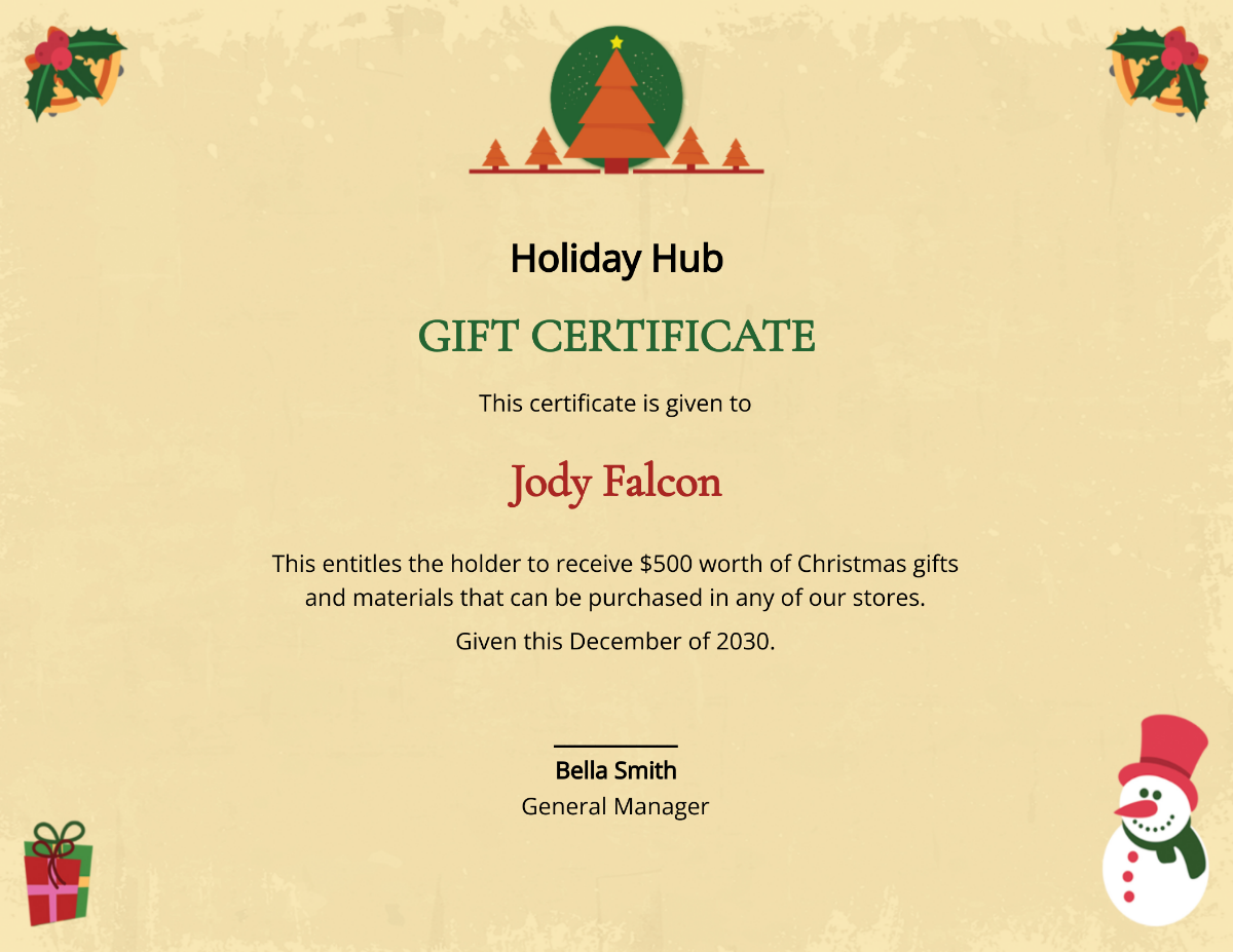 Christmas Certificate Template Edit Online Download Example 