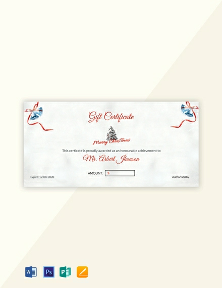 Free Simple Merry Christmas Gift Certificate Template