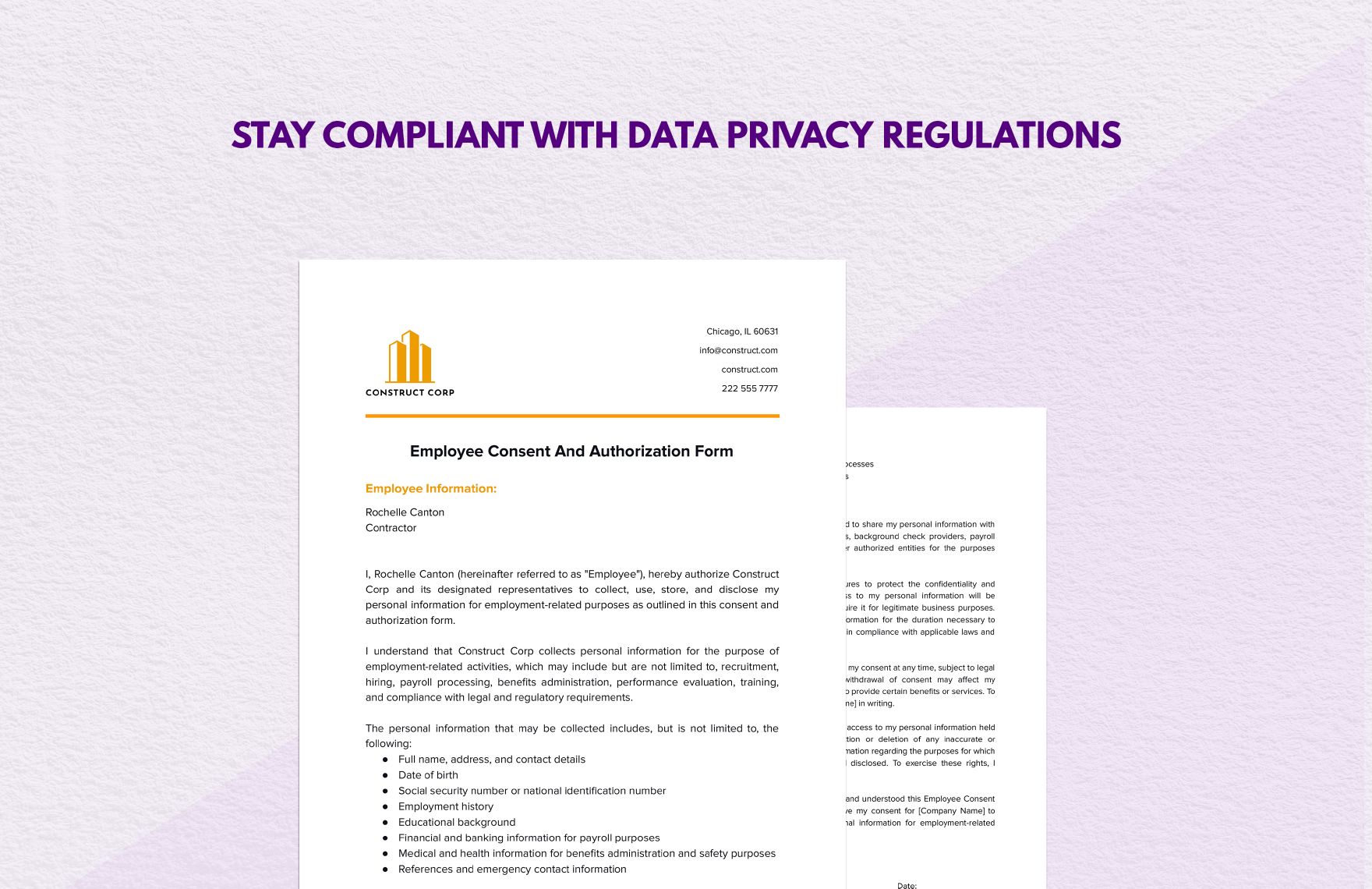 Employee Consent And Authorization Form Download In Word Google Docs 