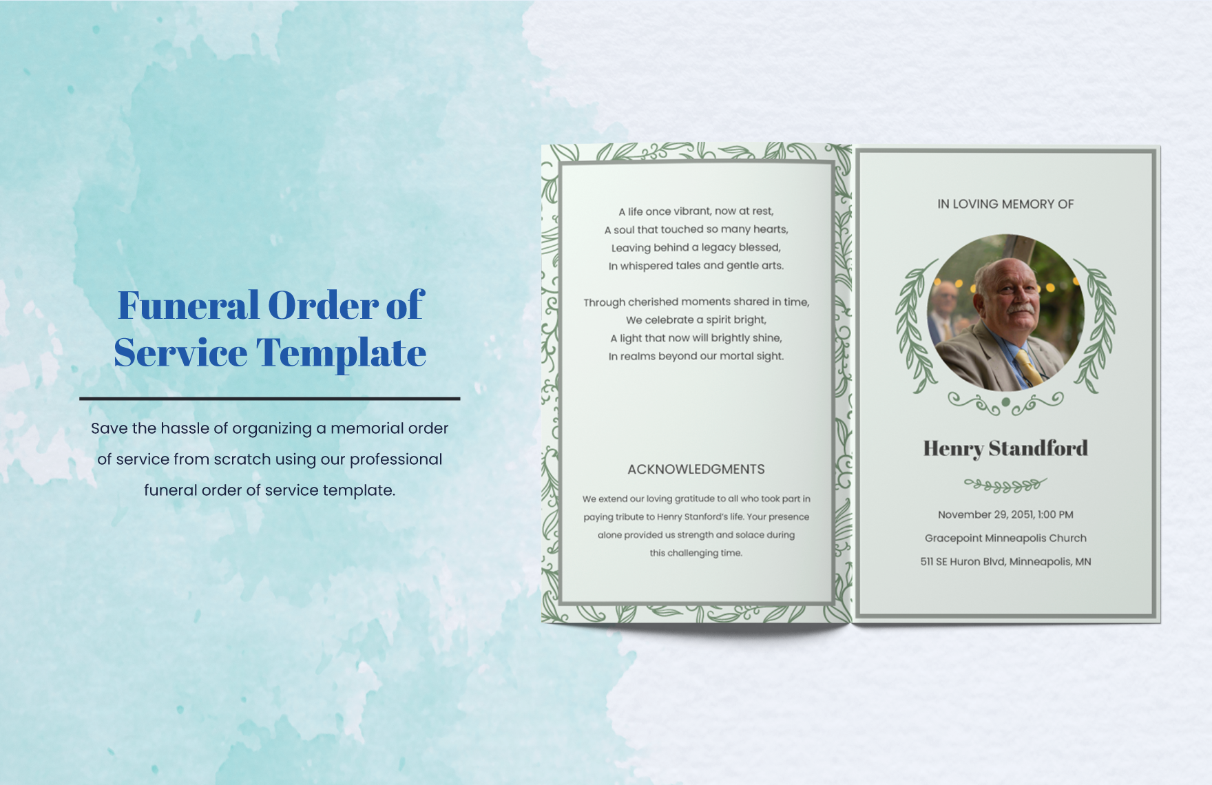 Funeral Order Of Service Template Download In Word Illustrator PSD 