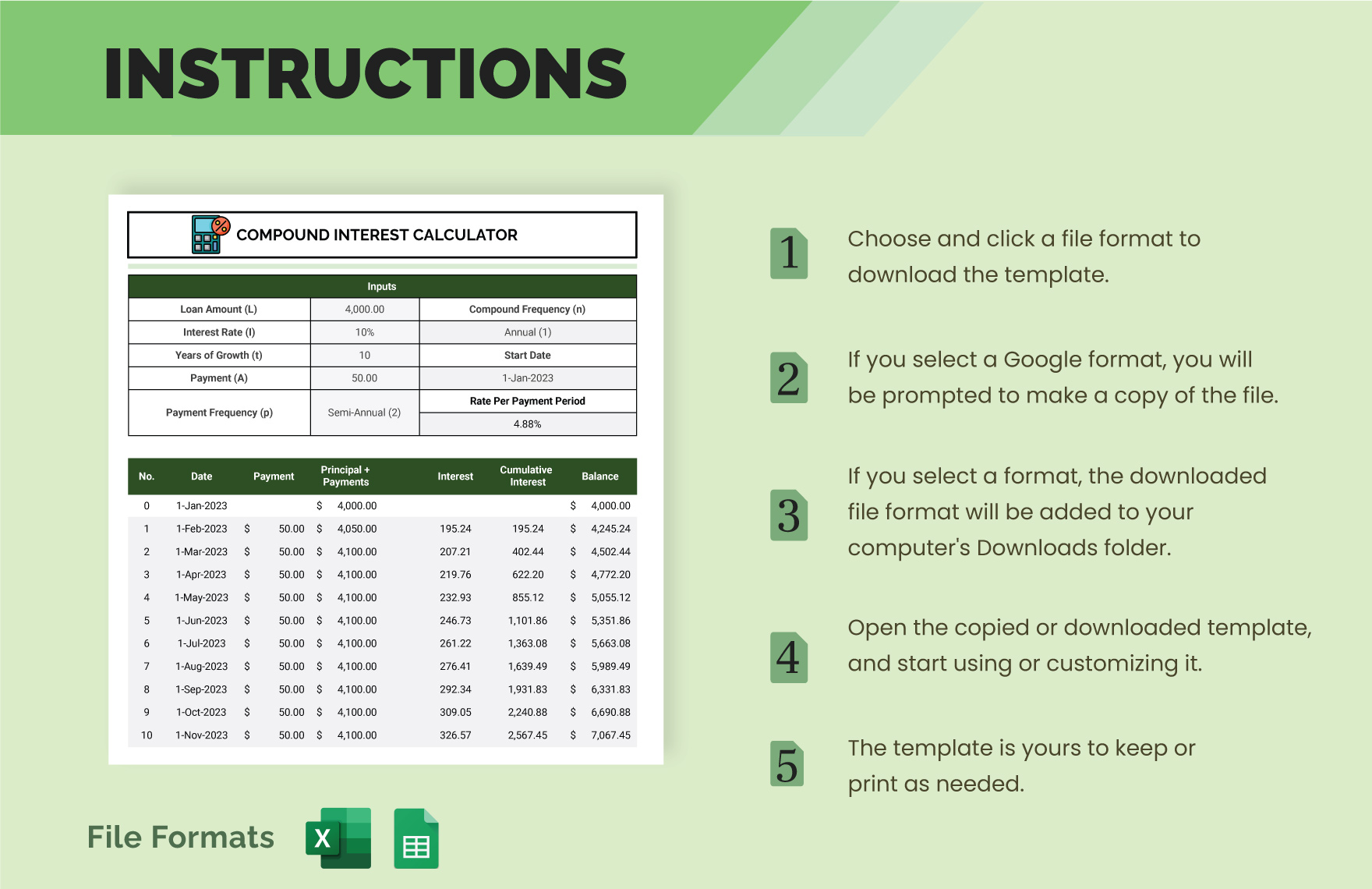 Compound Interest Calculator Template - Download in Excel, Google ...