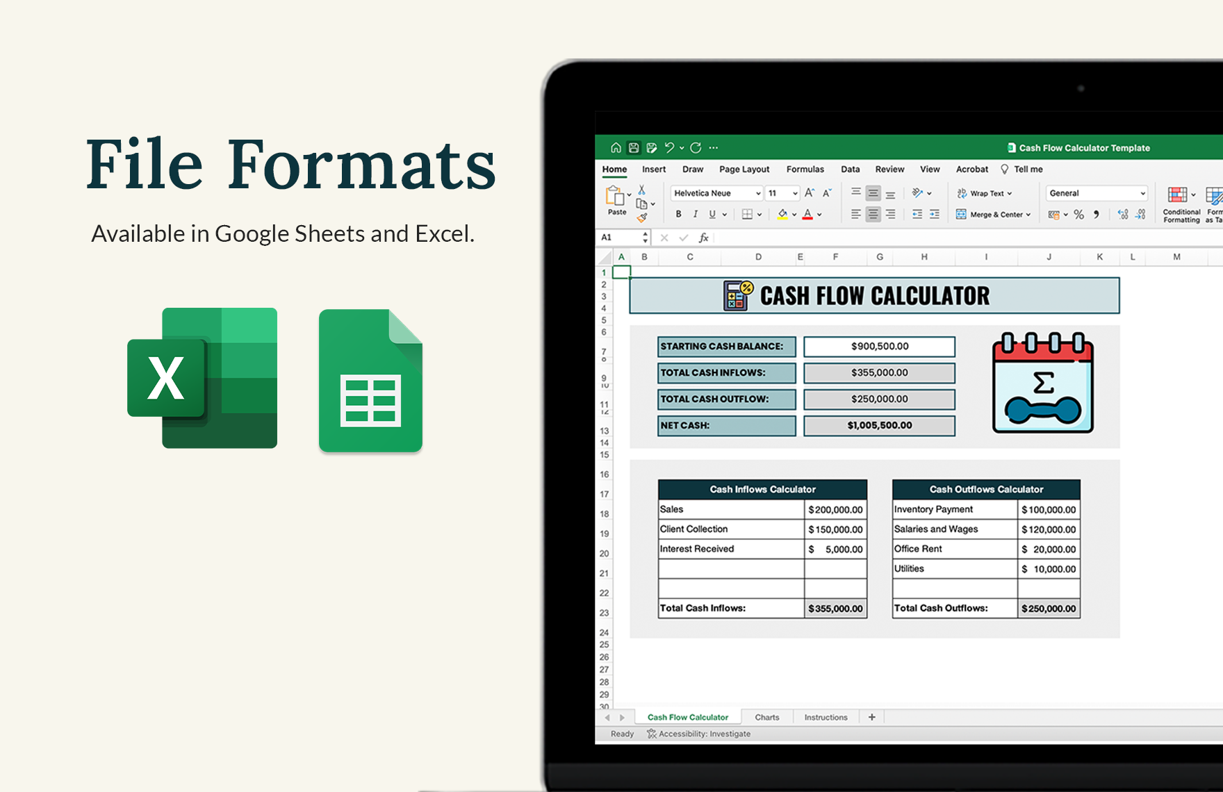 Cash Flow Calculator template - Excel, Google Sheets | Template.net