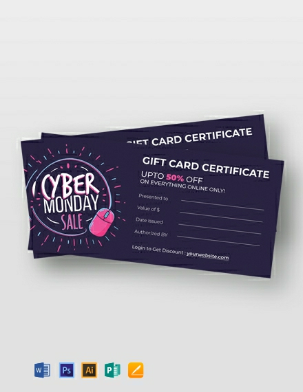 Free Cyber Monday Gift Card Template