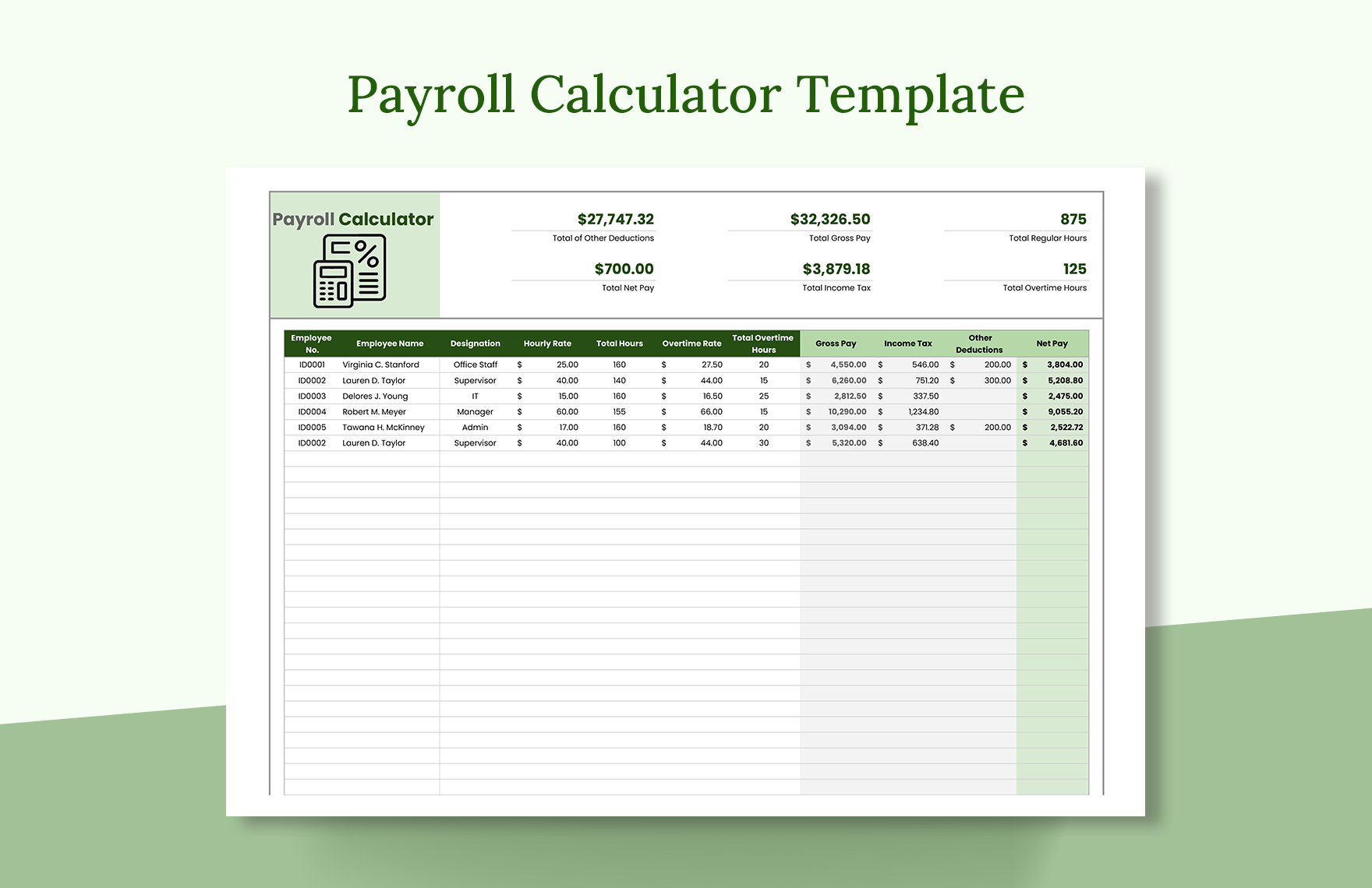 Payroll Calculator Template My Excel Templates Vrogue co