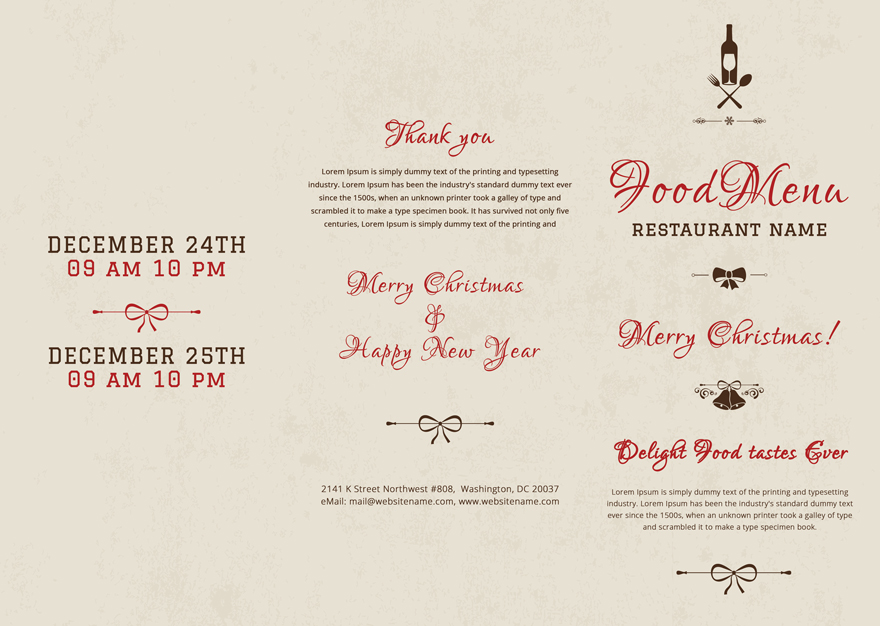 Christmas Tri-Fold Menu Brochure Template - Download in Word, Google ...