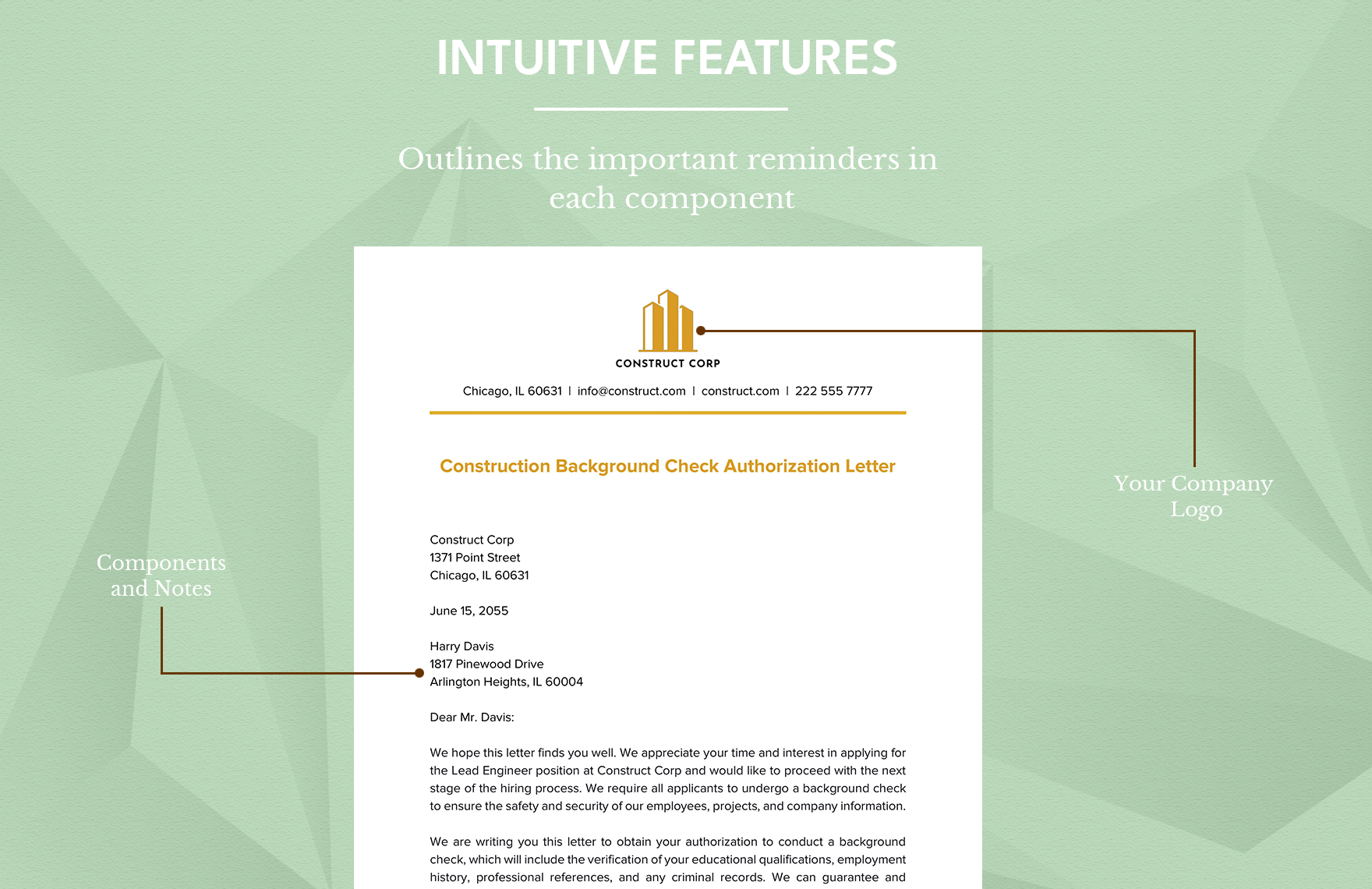 Construction Background Check Authorization Letter - Download in Word ...