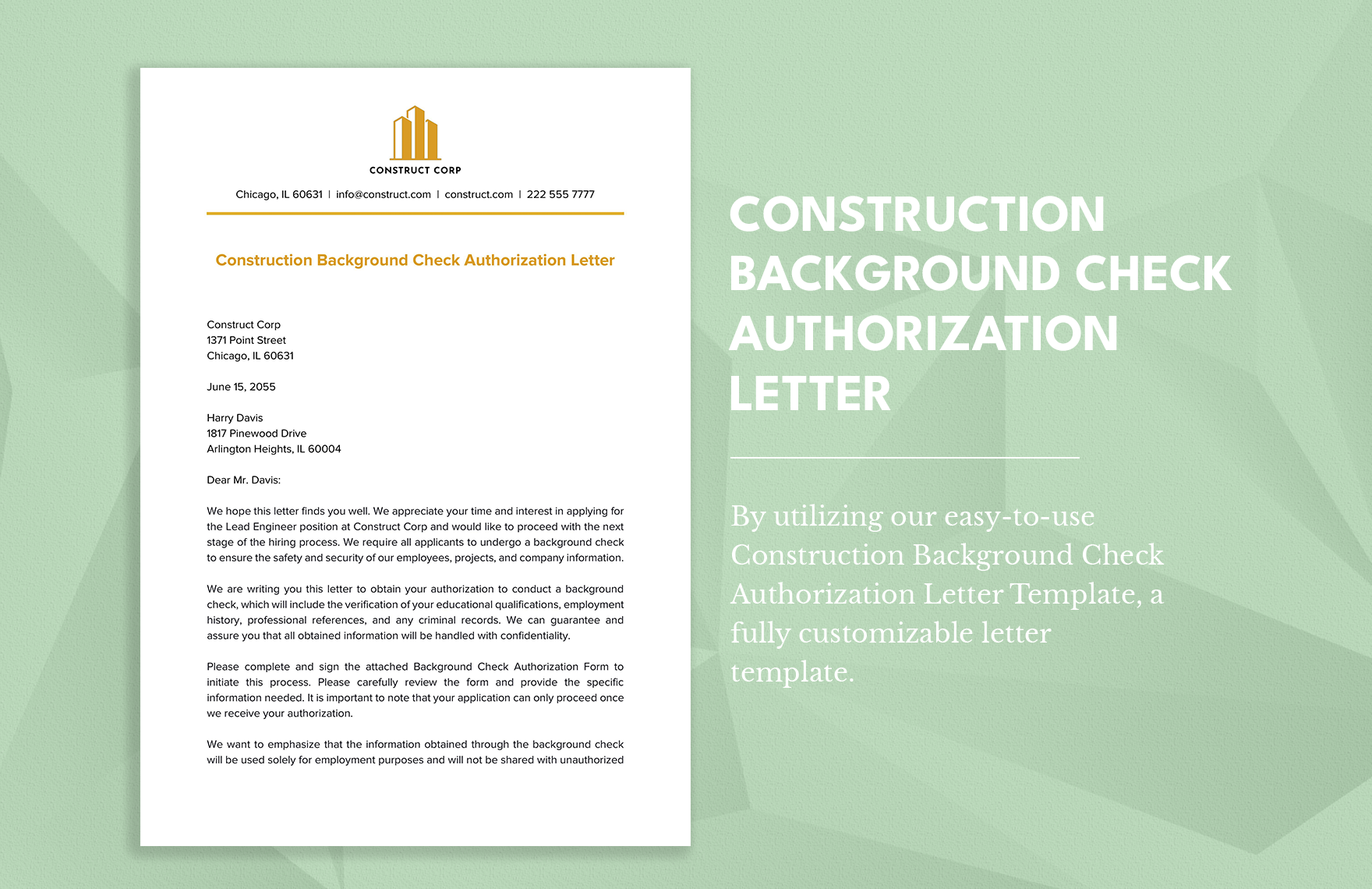 Background Check Authorization Letter - Word, Google Docs | Template.net