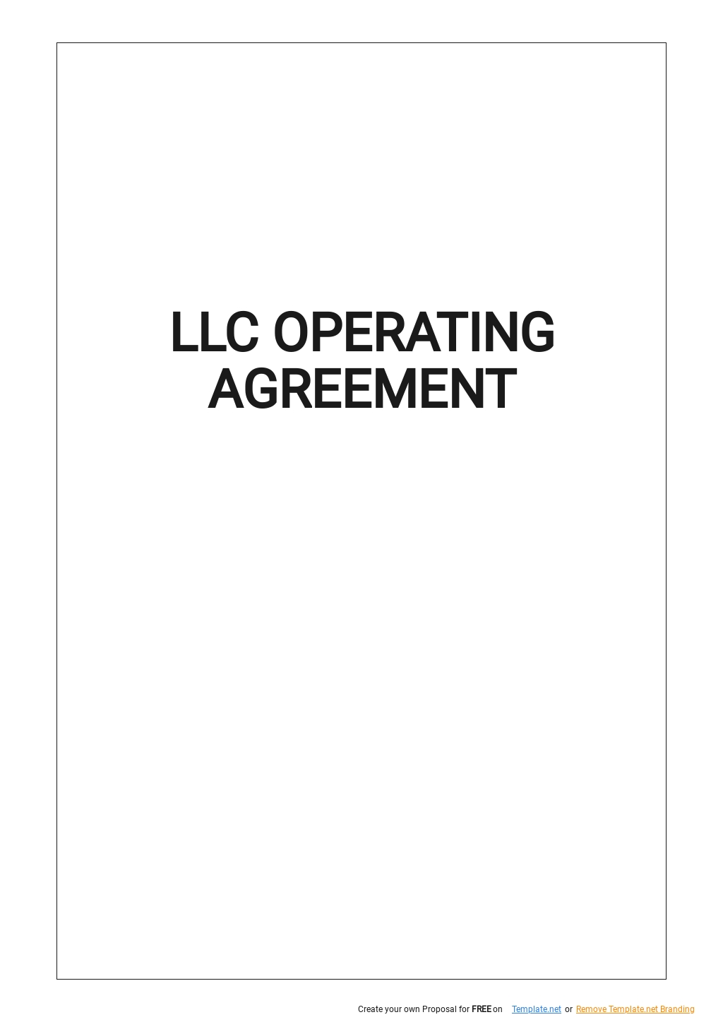 Blank Operating Agreement Template In Google Docs Word PDF Template