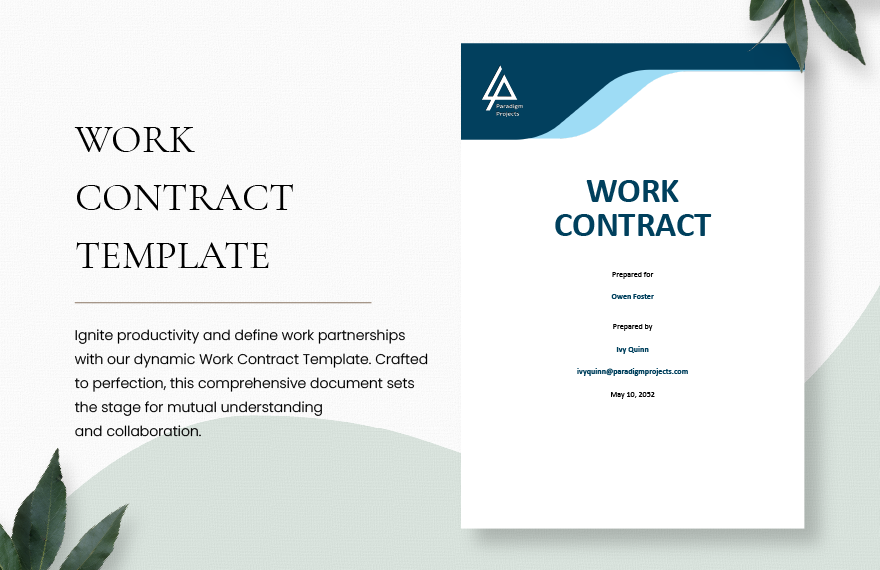 Work Contract Template Download In Word Google Docs Apple Pages Work Contract Template Download In Word Google Docs Apple Pages