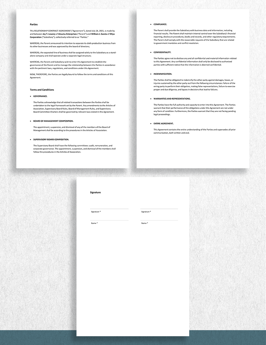 Relationship Contract Agreement Template - Google Docs, Word, Apple ...