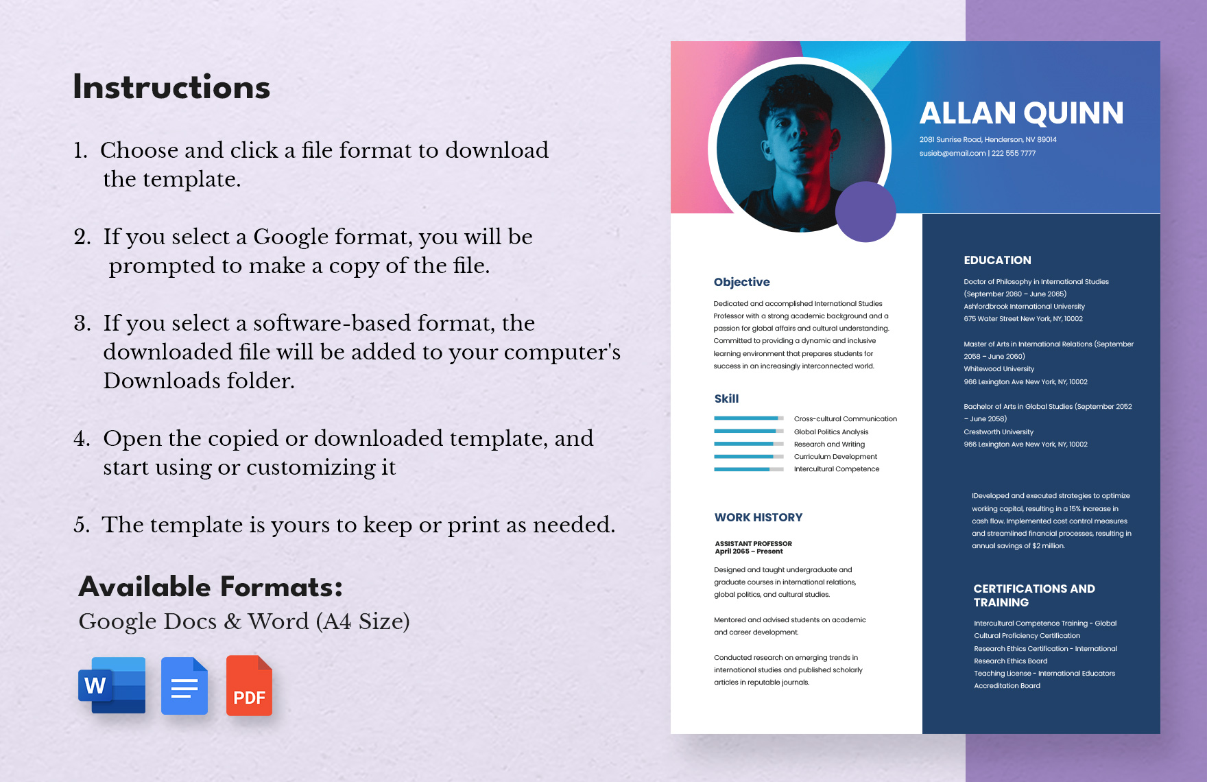 Fancy CV Template - Download in Word, Google Docs, PDF | Template.net