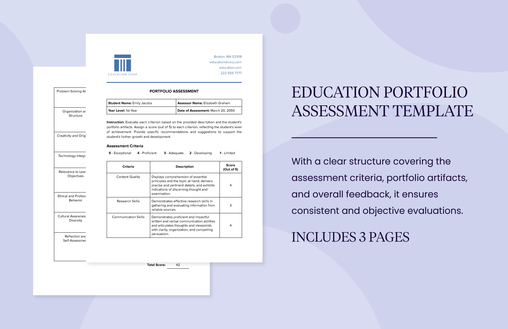 Education Portfolio Assessment Template In Word PDF Google Docs Education Portfolio Assessment Template In Word PDF Google Docs