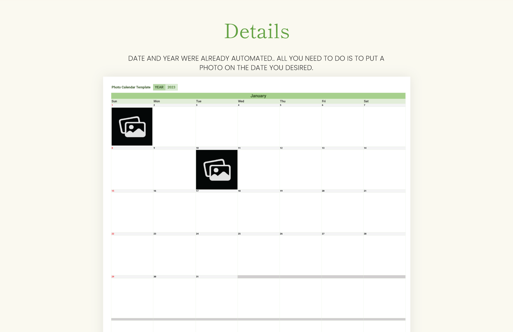 Photo Calendar Template - Download in Excel, Google Sheets | Template.net