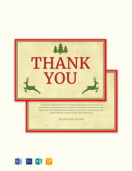 Free Christmas Special Thank You Card Template