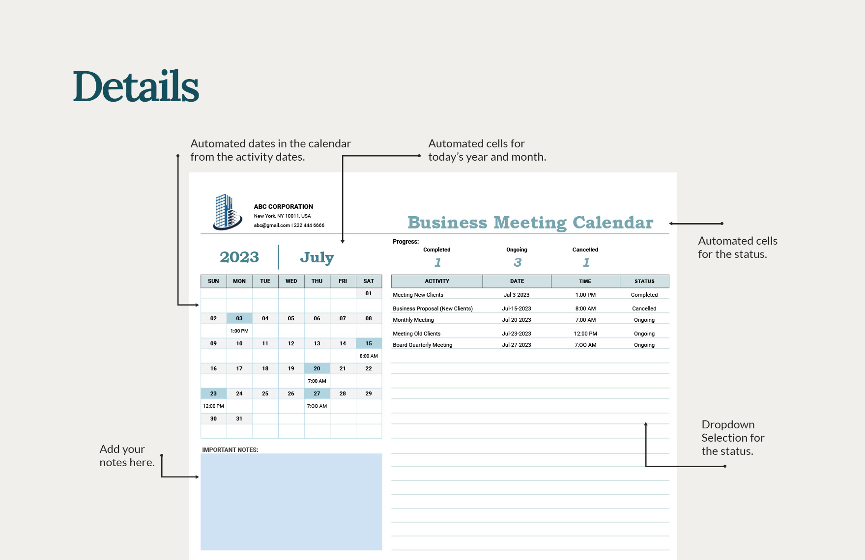 Business Meeting Calendar Template - Download in Excel, Google Sheets ...