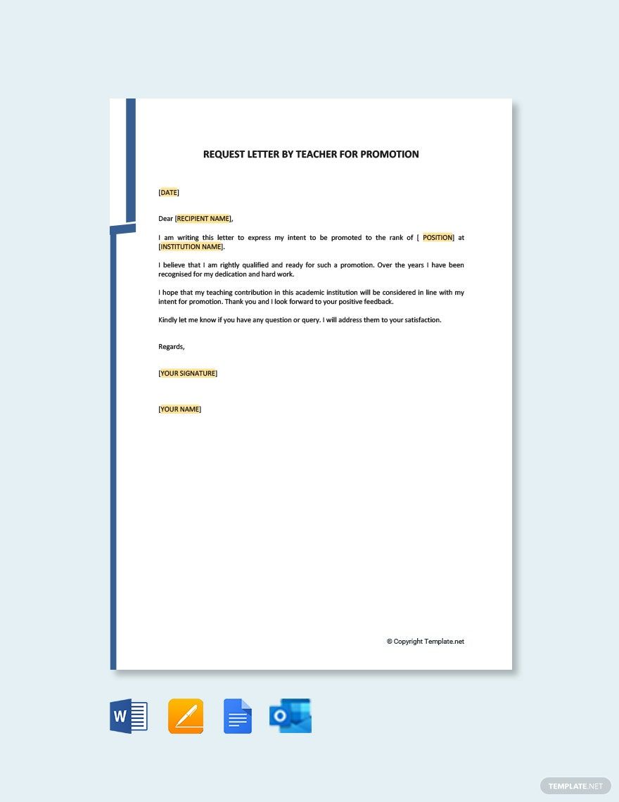 Letter Of Intent For Promotion Of Teacher Download In Word Google 