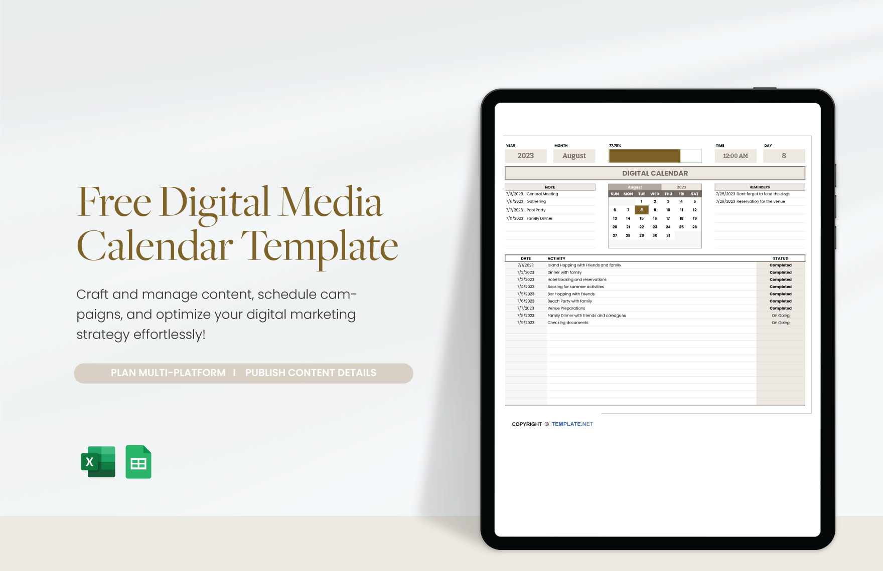 Digital Media Calendar Template In Excel Google Sheets Download