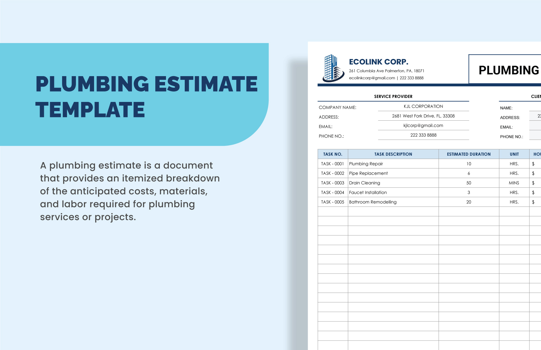 Free Project Estimate Templates Editable And Printable