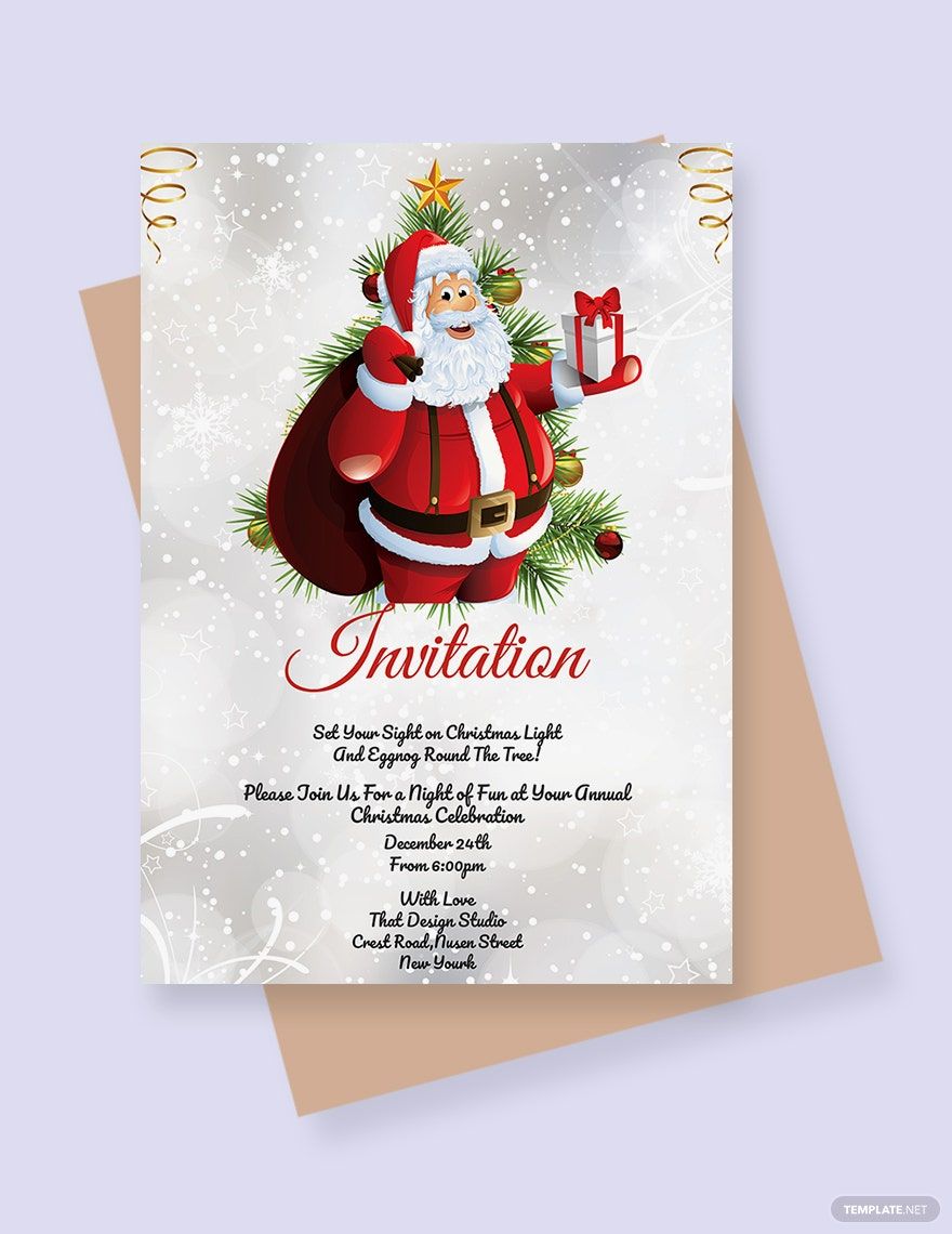 Simple Christmas Invitation Template Word Outlook Apple Pages PSD 