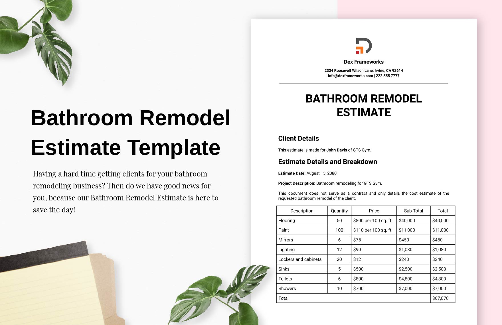 Free Work Estimate Templates Editable And Printable