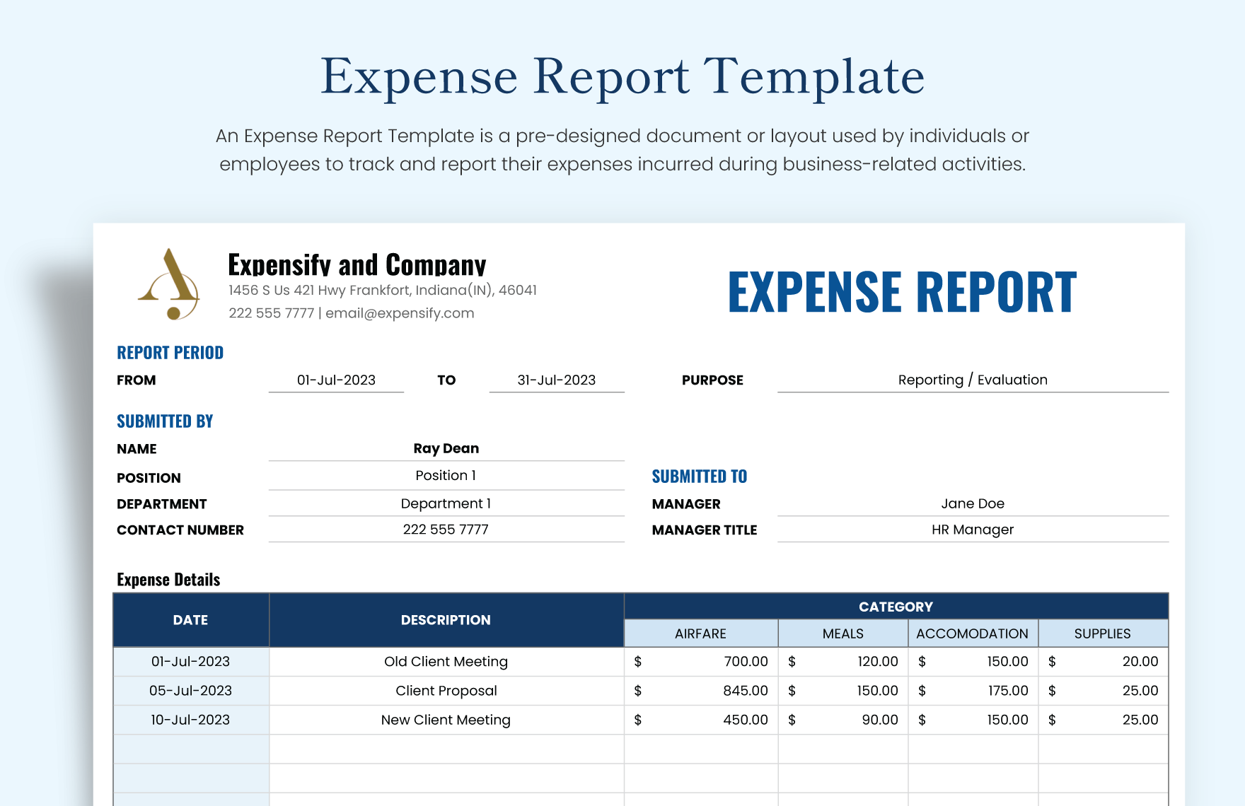 Expense Report Template Download In Google Docs Excel Google Sheets Template