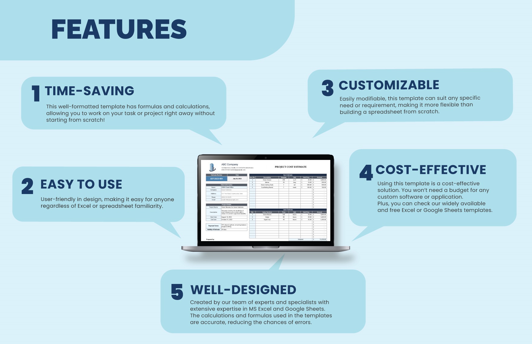 Project Cost Estimate Template - Download in Excel, Google Sheets ...