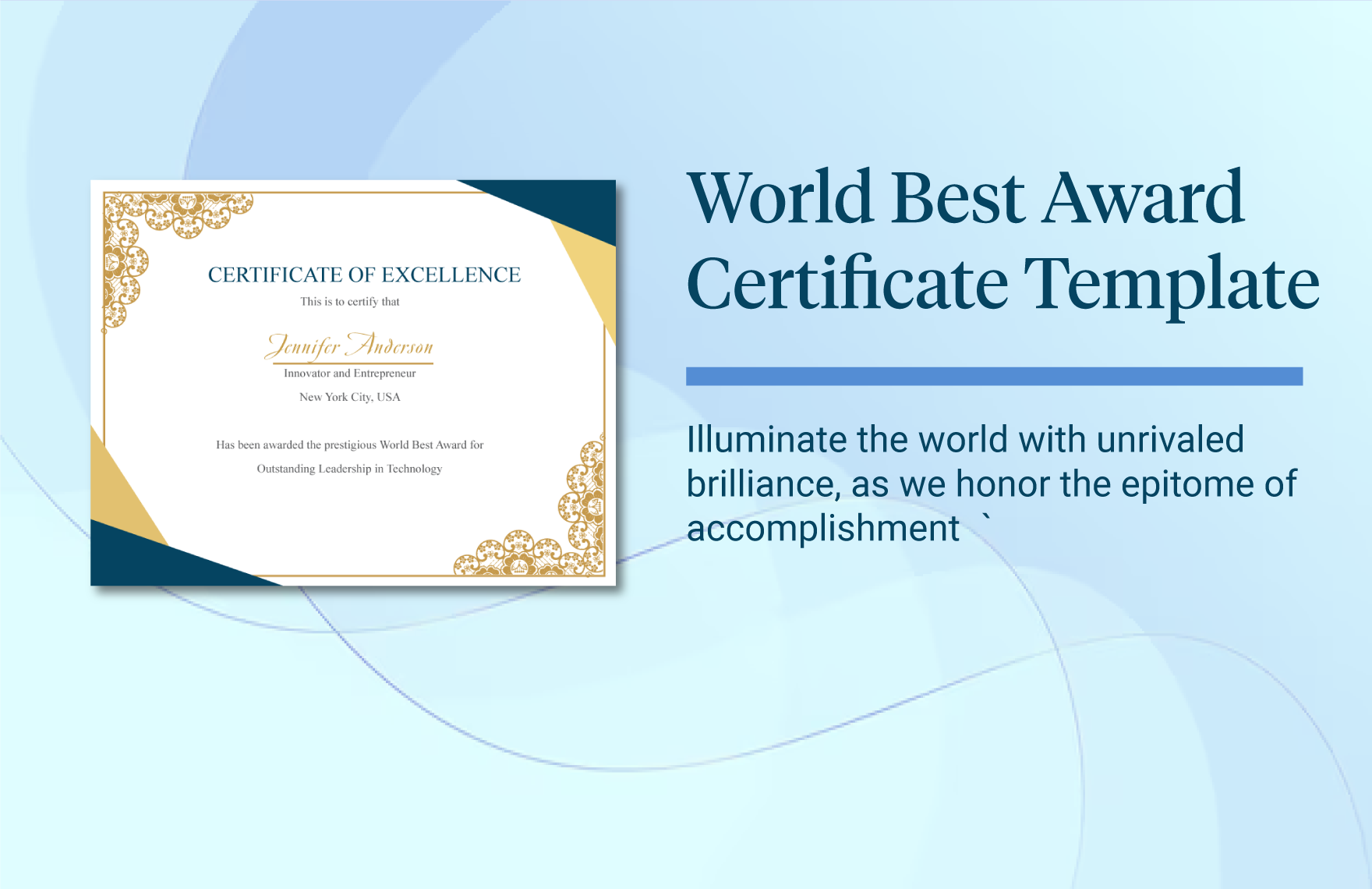 World Best Award Certificate Template Download In Word Illustrator 