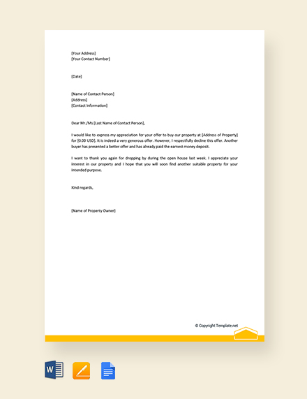 Real Estate Offer Letter Template Best Creative Template