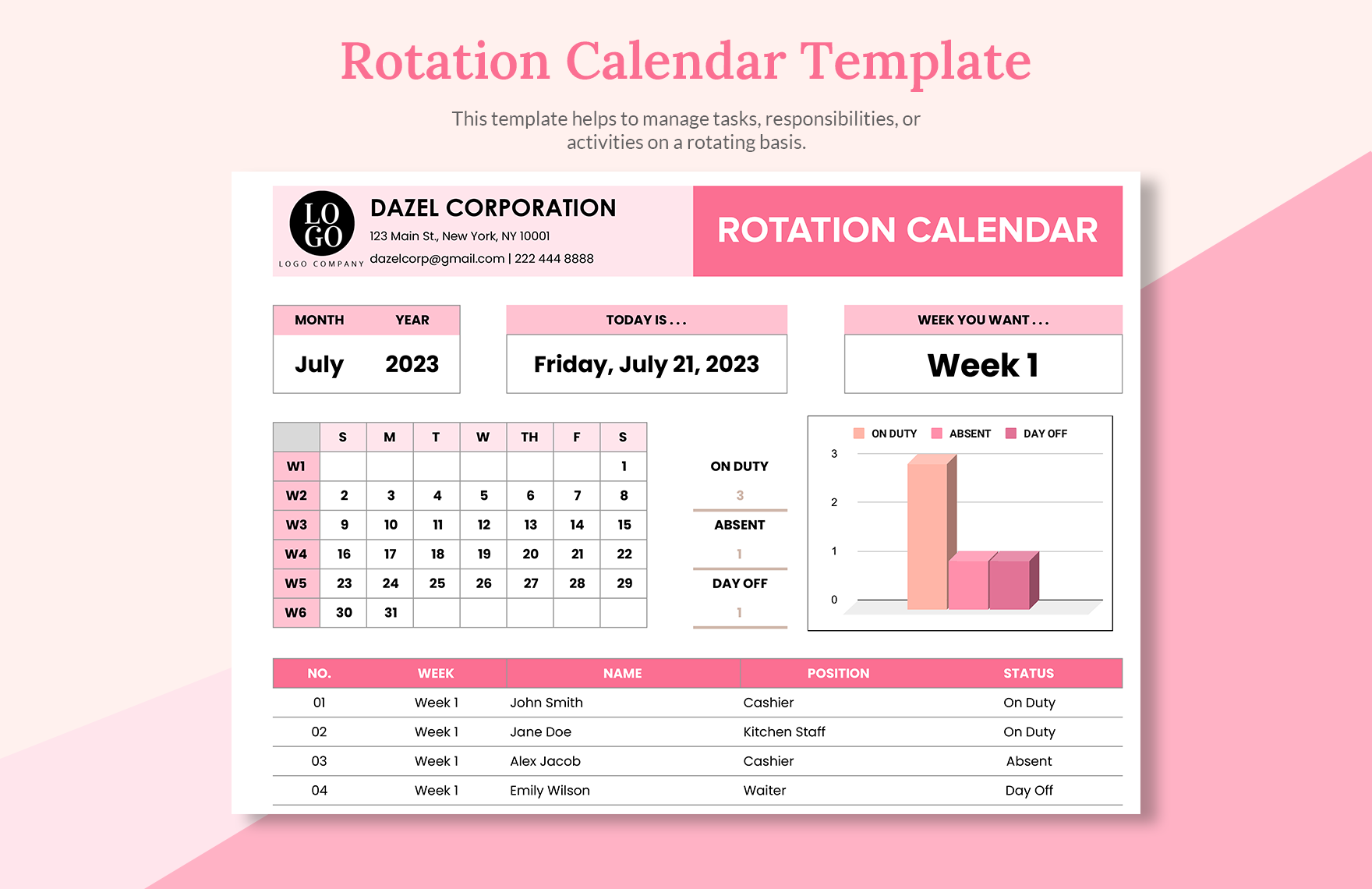 Rotation Calendar Template Download In Excel Google Sheets 