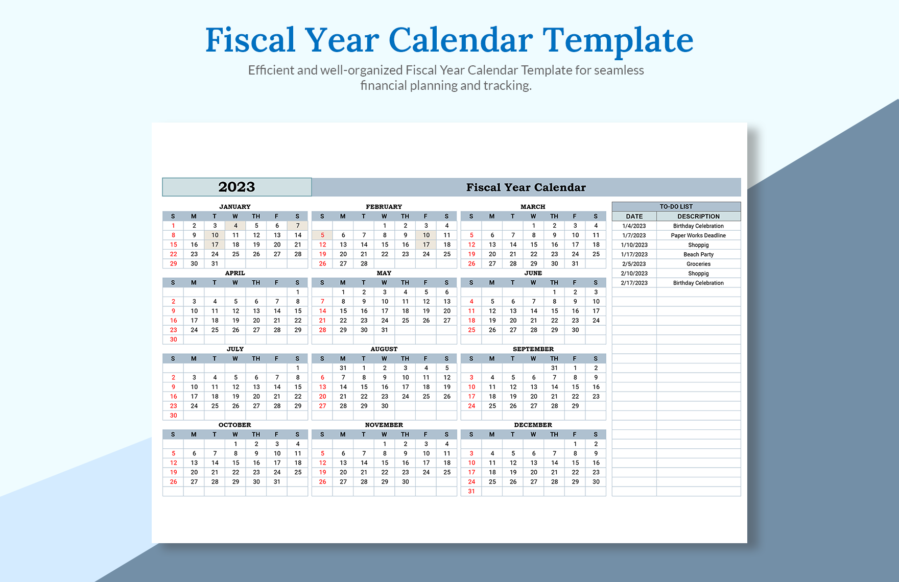 Fiscal Year Calendar Template Download In Excel Google Sheets