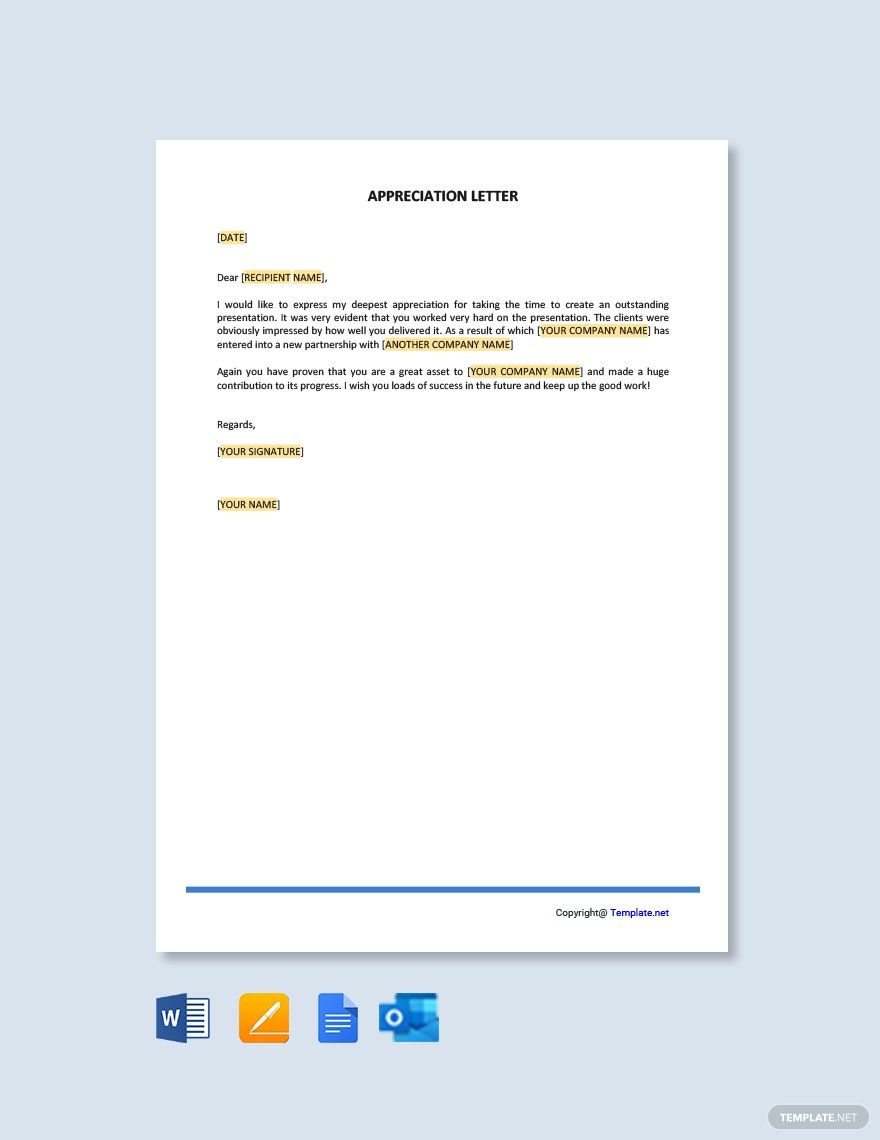 Appreciation Letter Templates 5 Free Sample Example Format Download