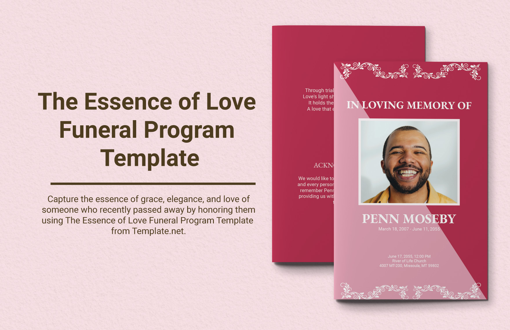 Floral Background Funeral Invitation Template In Word PSD Illustrator