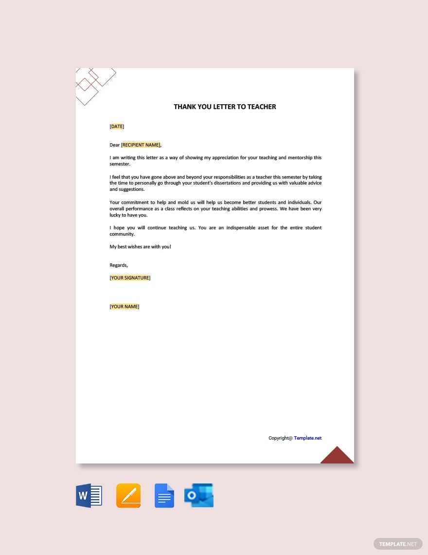 Thank You Letter To Teacher From College Student Download In Word Thank You Letter To Teacher From College Student Download In Word