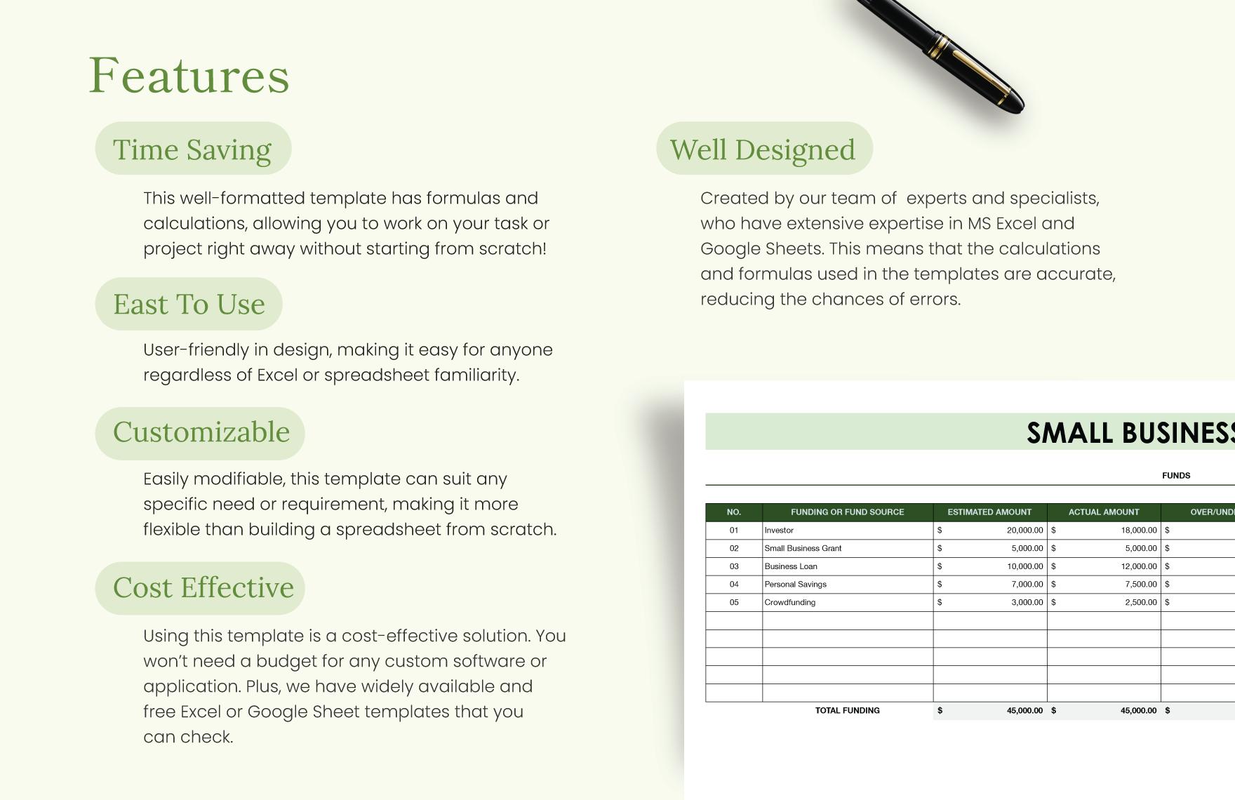 Small Business Cost Template - Download in Excel, Google Sheets ...