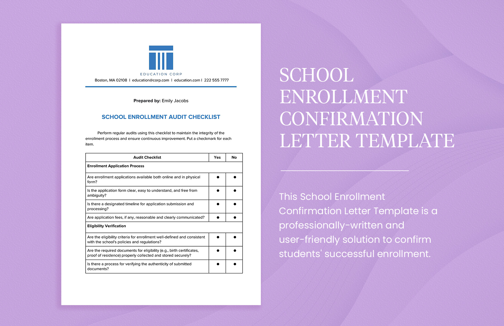 Enrollment Letter Enrollment Letter