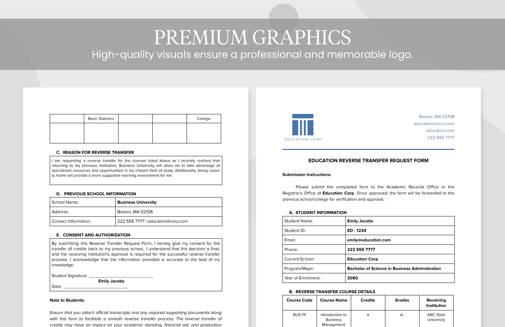 Education Reverse Transfer Request Form Template - Download in Word ...