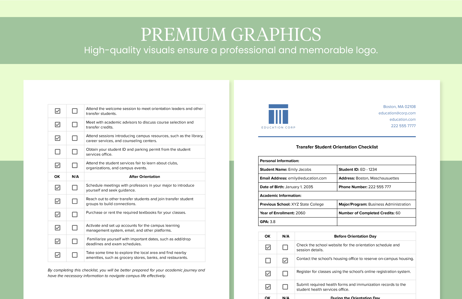 Transfer Student Orientation Checklist Template - Download in Word ...