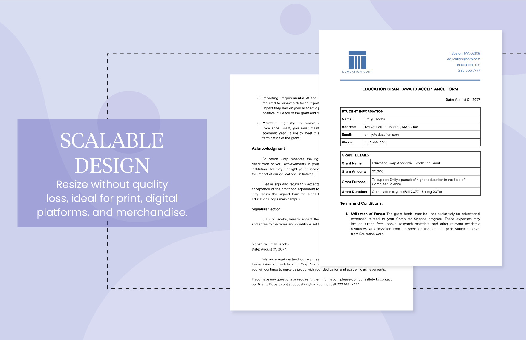Education Grant Award Acceptance Form Template - Download in Word ...