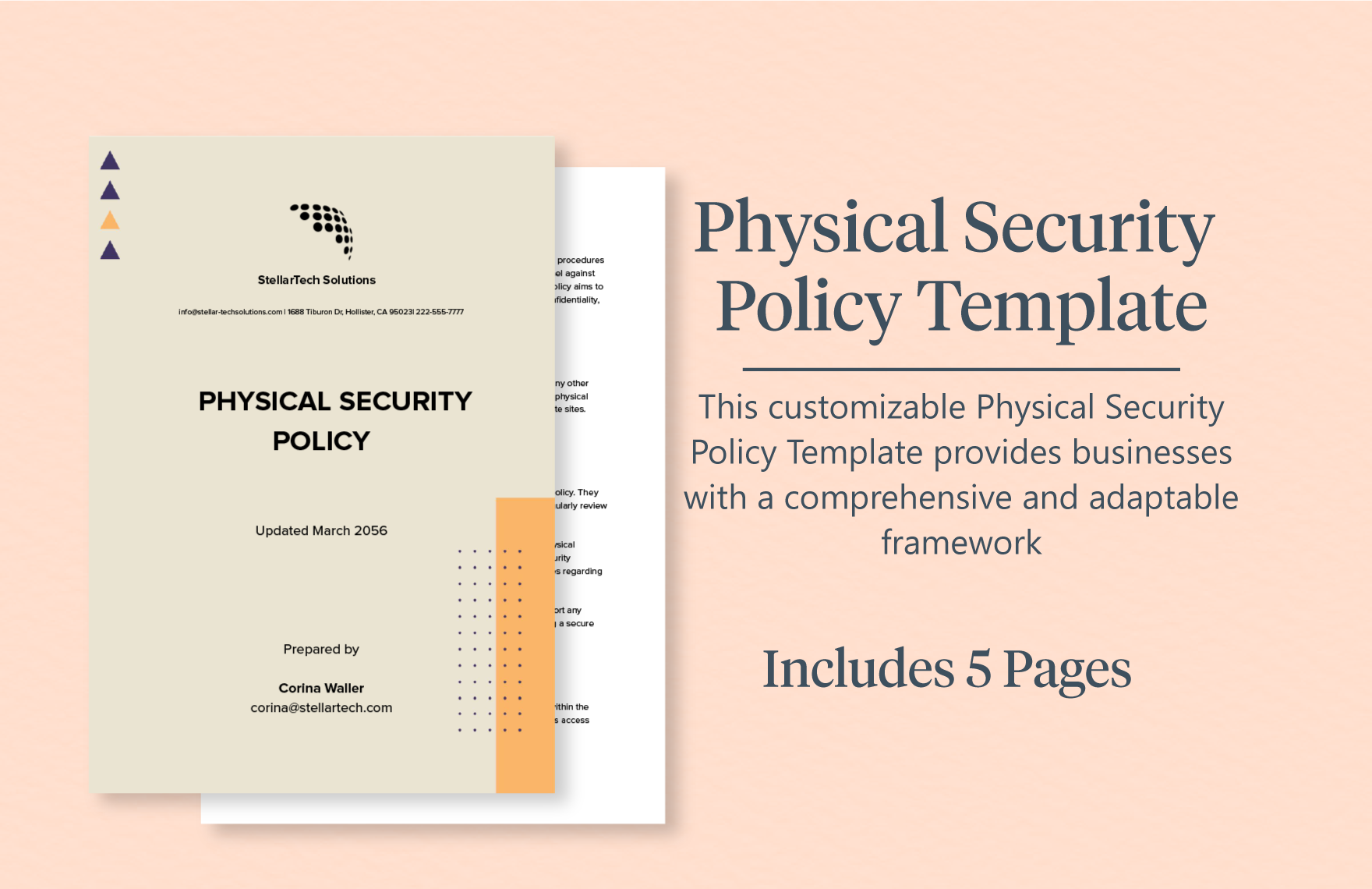 Physical Security Policy Template In Word PDF Google Docs Download