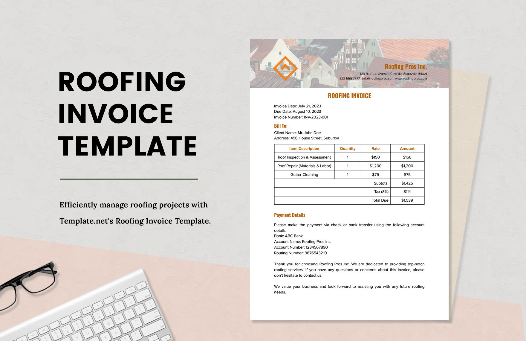 Roofing Estimate Invoice Template Download In Word Google Docs 