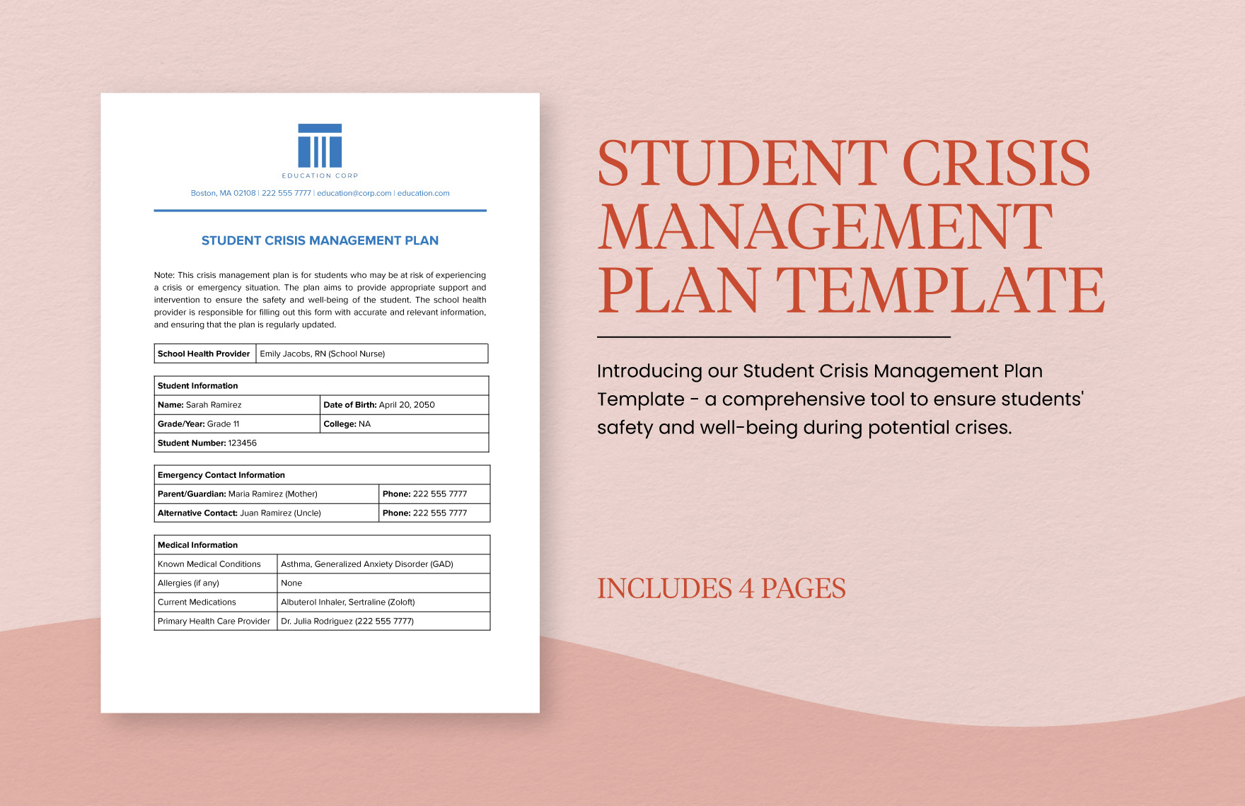 Student Crisis Management Plan Template In Google Docs Word PDF