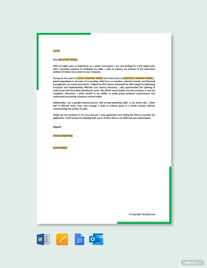 Free Job Application Letter For Accountant Post Template Google Docs 