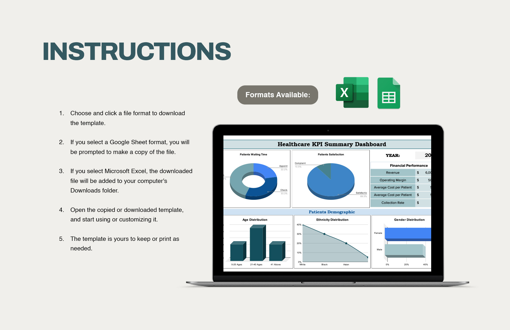 Healthcare KPI Dashboard Template - Download in Excel, Google Sheets ...