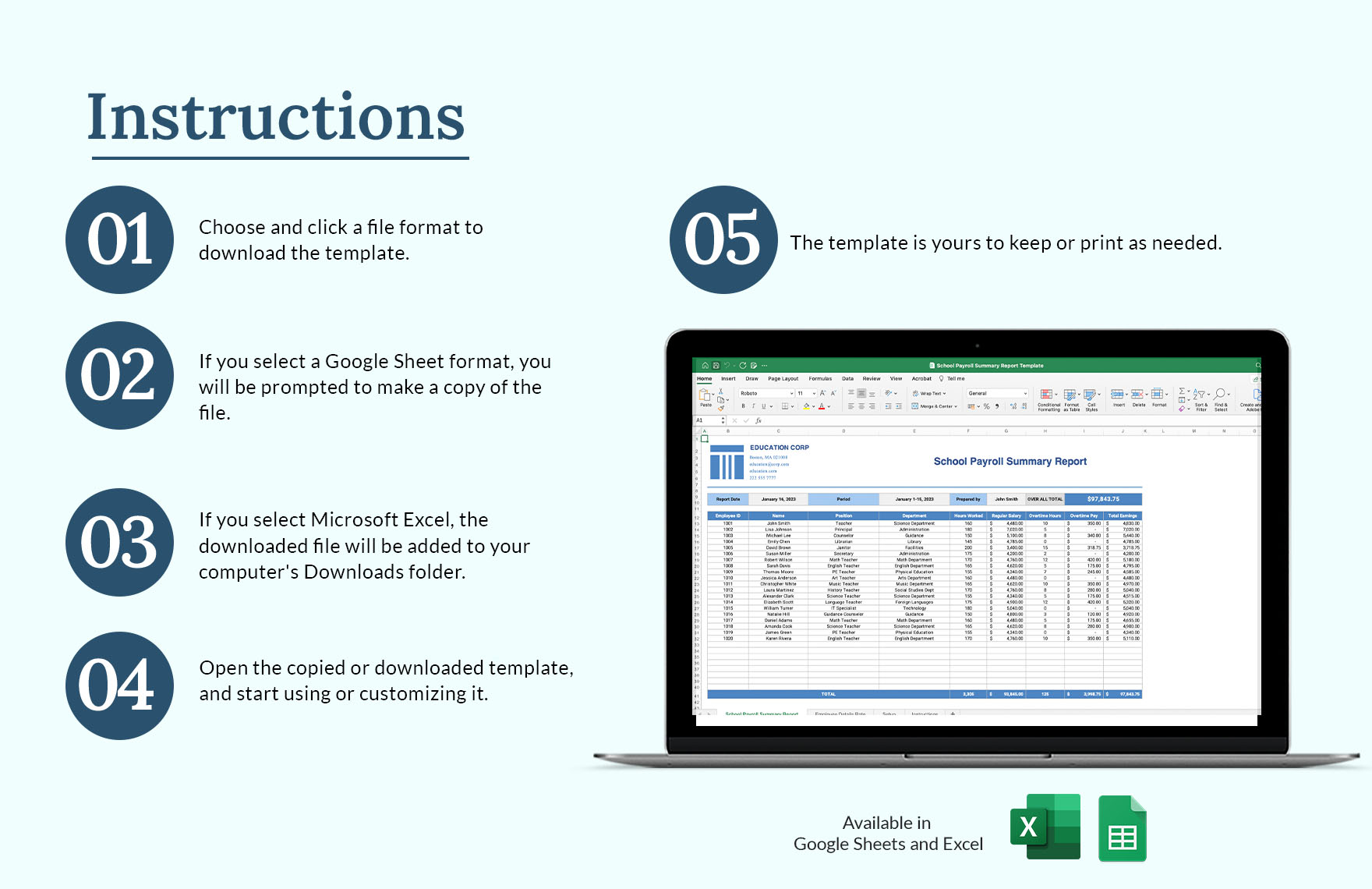School Payroll Summary Report Template - Download in Excel, Google ...
