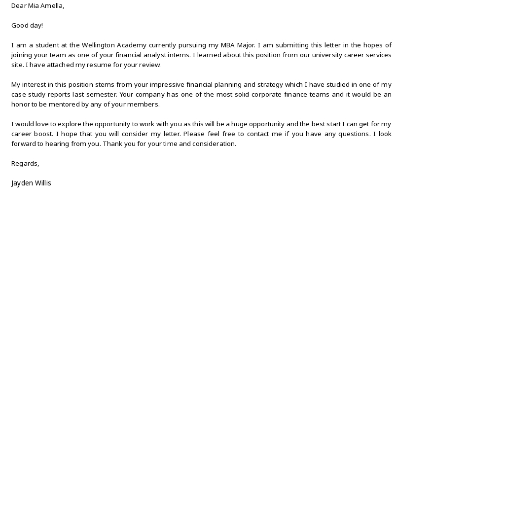How To Write Application For Summer Internship Bank2home