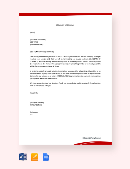FREE Service Contract Termination Letter Template Word Google Docs 