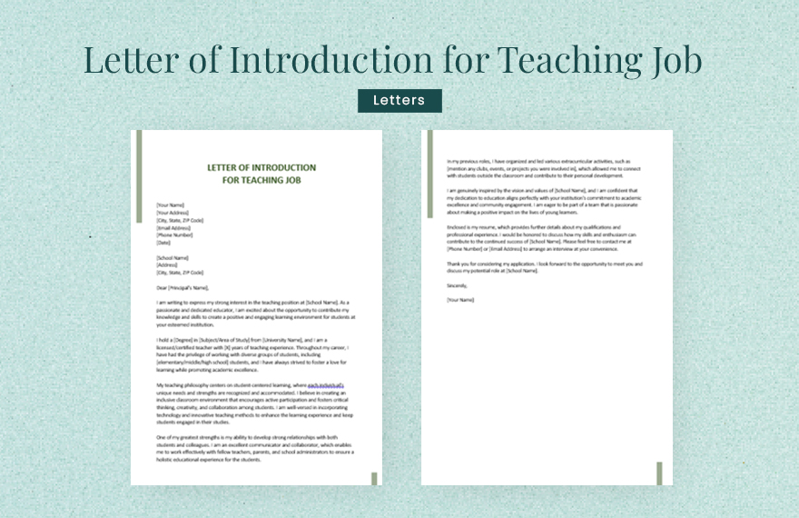 Free Letter Of Introduction For Teaching Job Download In Word Google 
